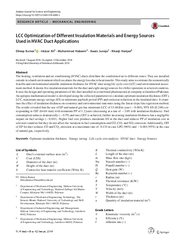 (PDF) LCC Optimization of Different Insulation Materials and Energy ...
