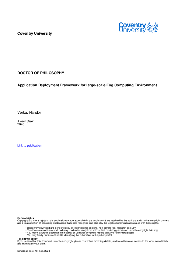 Pdf Application Deployment Framework For Large Scale Fog Computing