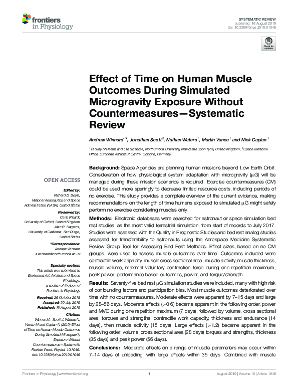 (PDF) Effect of Time on Human Muscle Outcomes During Simulated ...