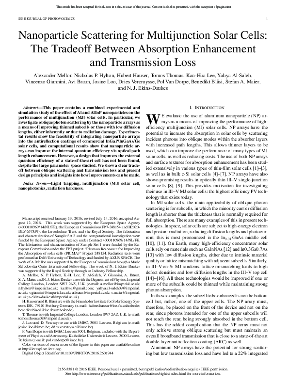(PDF) Nanoparticle scattering for multijunction solar cells