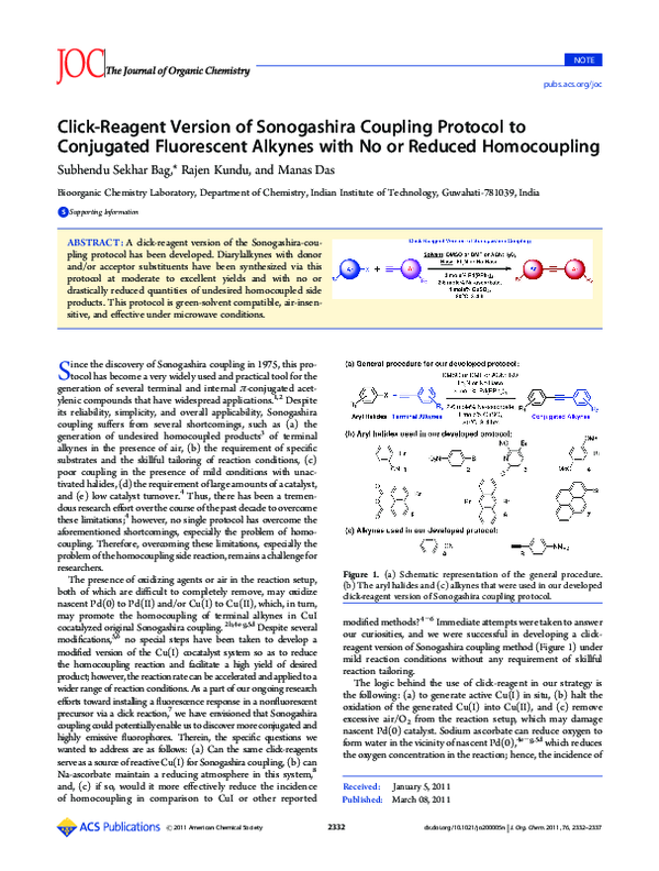 (PDF) Click-Reagent Version of Sonogashira Coupling Protocol to Conjugated Fluorescent Alkynes ...