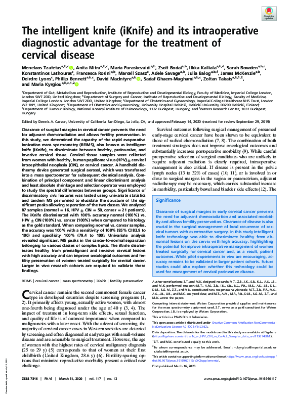 (PDF) The intelligent knife (iKnife) and its intraoperative diagnostic ...