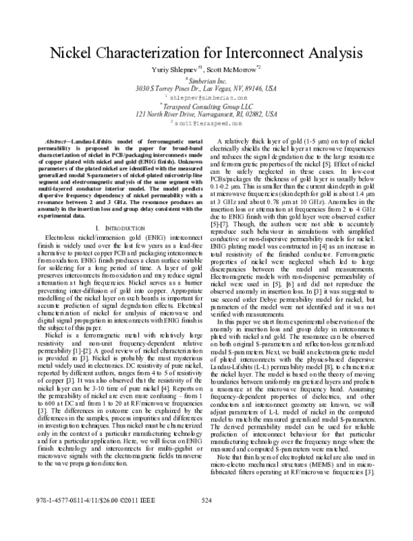 (PDF) Nickel characterization for interconnect analysis