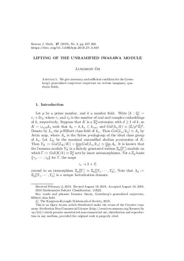 (PDF) Cyclicity of the unramified Iwasawa module