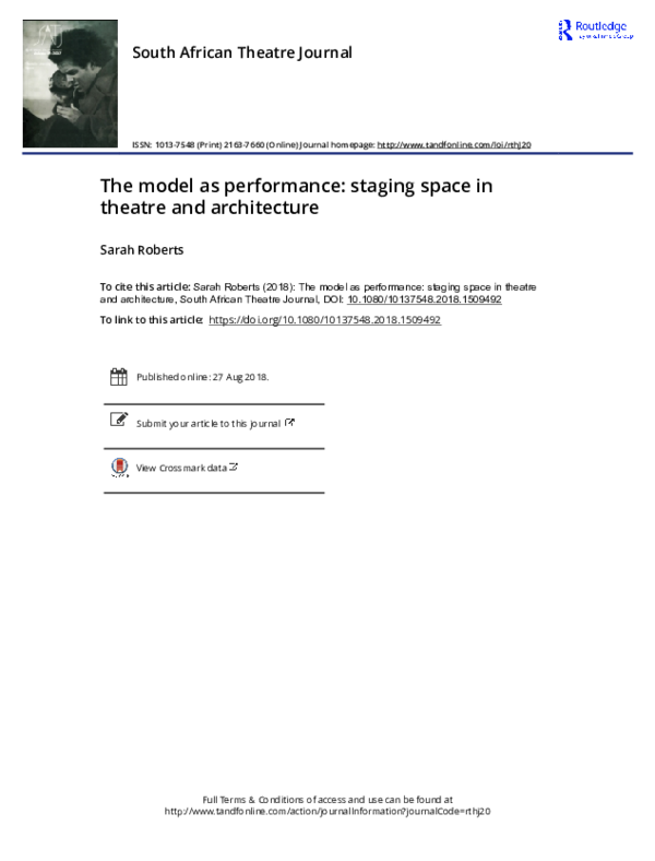 (PDF) The model as performance: staging space in theatre and architecture