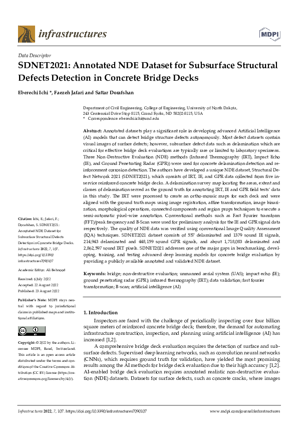 (PDF) SDNET2021: Annotated NDE Dataset for Subsurface Structural Defects Detection in Concrete ...