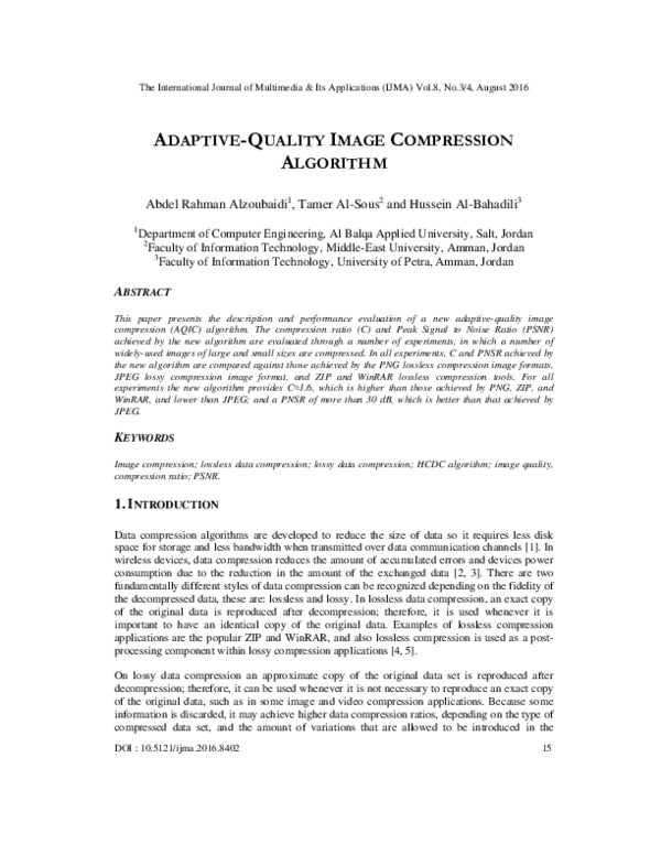 (PDF) Adaptive-Quality Image Compression Algorithm