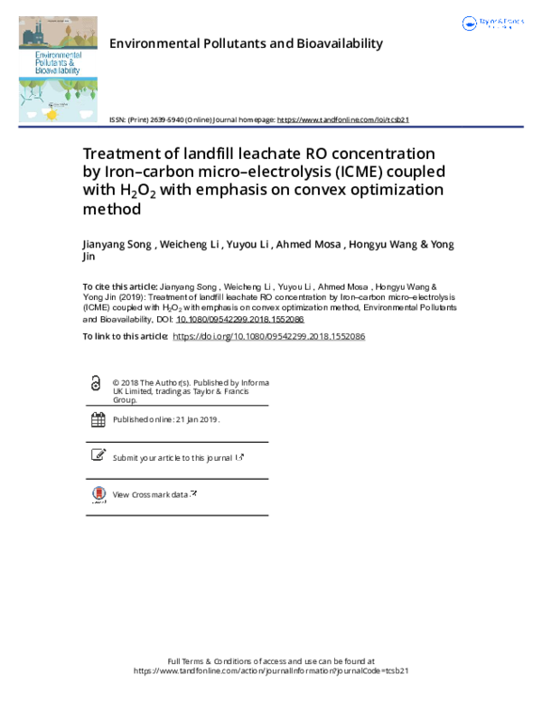 (PDF) Treatment of landfill leachate RO concentration by Iron–carbon micro–electrolysis (ICME ...