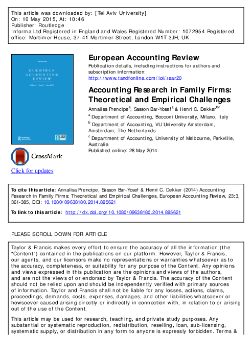 (PDF) Accounting Research in Family Firms: Theoretical and Empirical ...