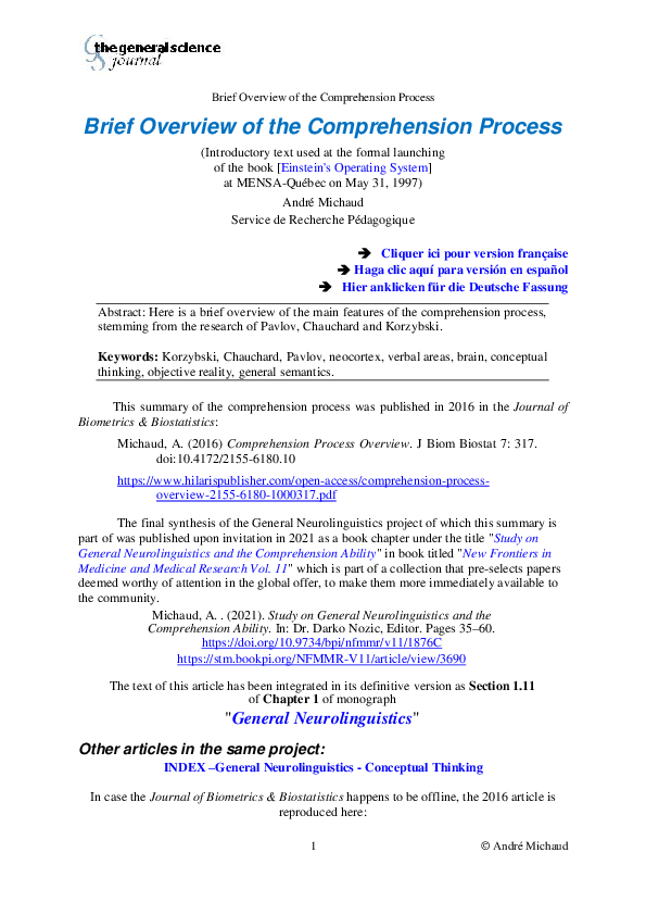 (PDF) Comprehension Process Overview