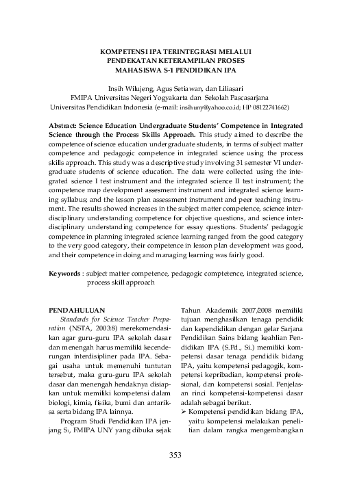 (PDF) Kompetensi Ipa Terintegrasi Melalui Pendekatan Keterampilan ...