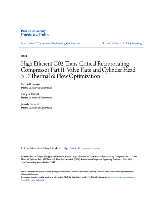(PDF) High Efficient C02 Trans-Critical Reciprocating Compressor Part ...