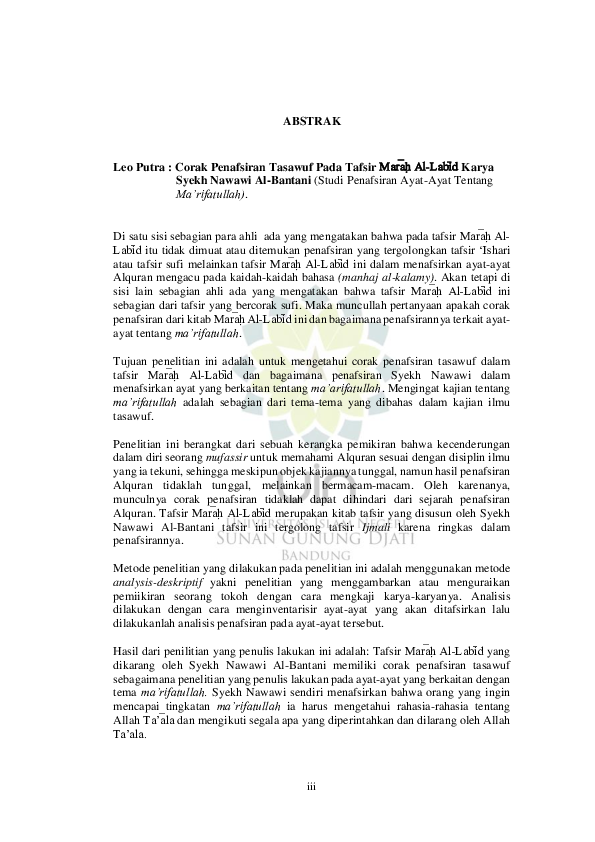 (PDF) Corak Penafsiran Tasawuf Pada Tafsir Marah Al-Labid Karya Syekh ...