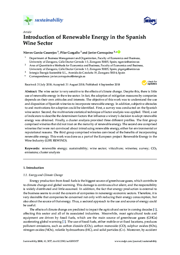 (PDF) Introduction of Renewable Energy in the Spanish Wine Sector
