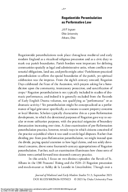(PDF) Rogationtide Perambulation as Performative Law
