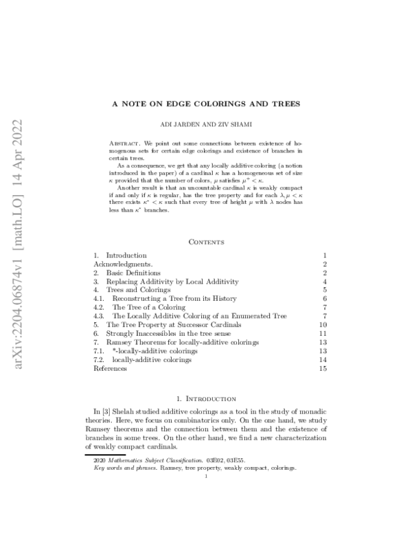 (PDF) A Note on Edge Colorings and Trees