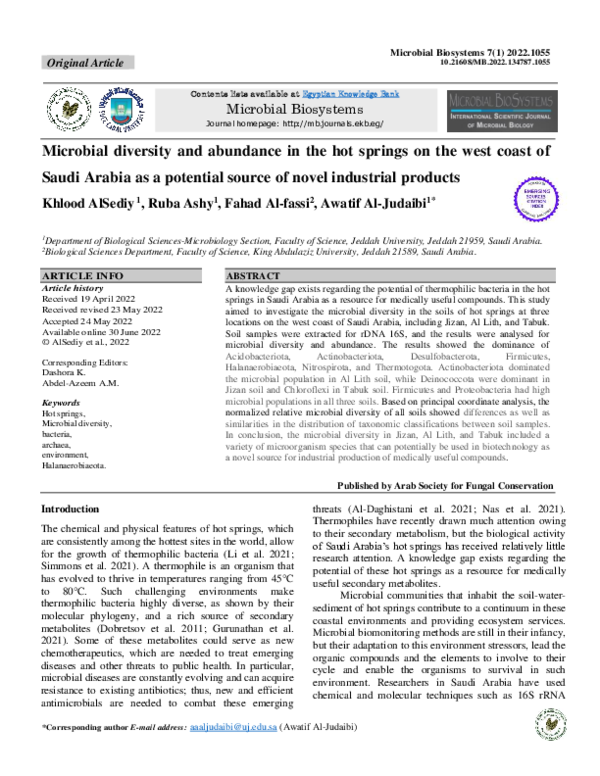 (PDF) Microbial diversity and abundance in the hot springs on the west ...