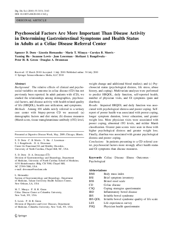 (PDF) Psychosocial Factors Are More Important Than Disease Activity in ...