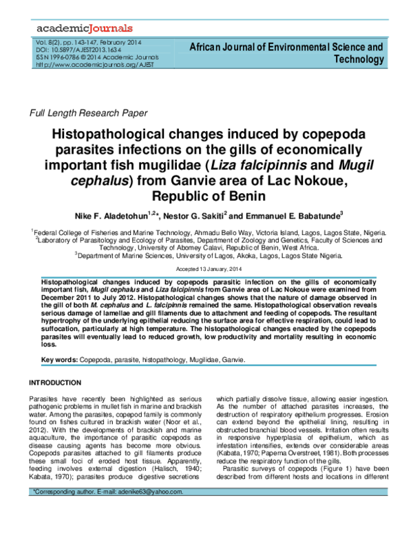 (PDF) Histopathological changes induced by copepoda parasites ...