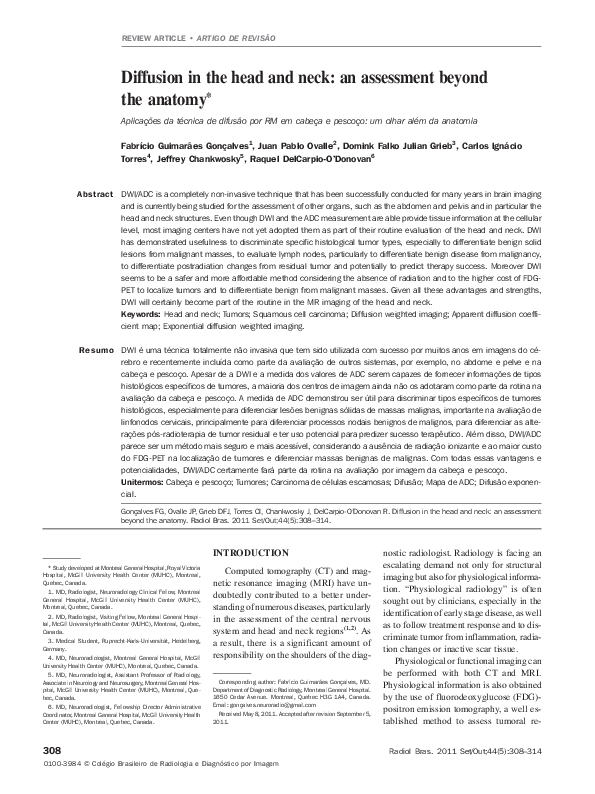 (PDF) Diffusion in the head and neck: an assessment beyond the anatomy ...