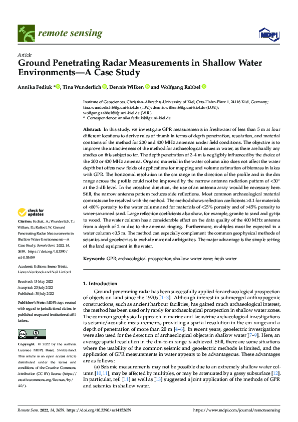 (PDF) Ground Penetrating Radar Measurements in Shallow Water Environments—A Case Study