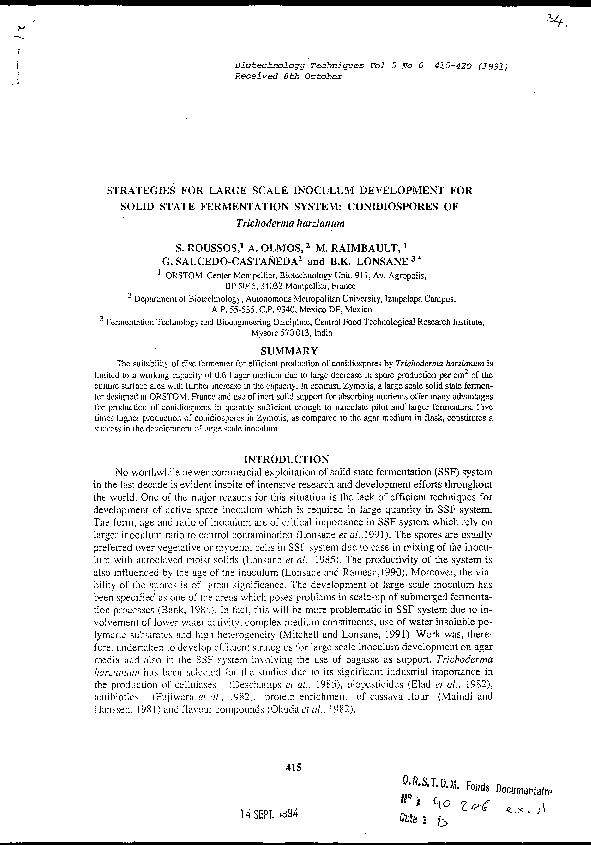 (PDF) Strategies for large scale inoculum development for solid state fermentation system ...