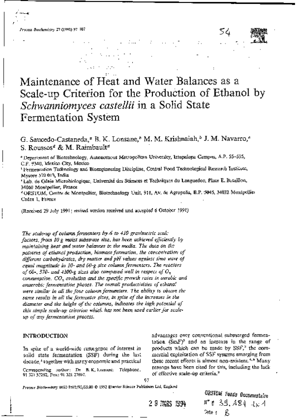 (PDF) Maintenance of heat and water balances as a scale-up criterion ...