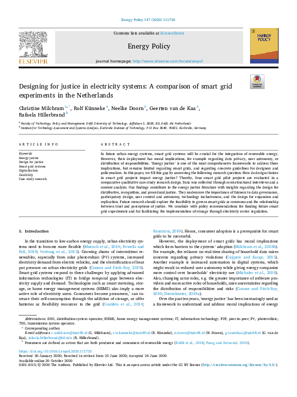 (PDF) Designing for justice in electricity systems: A comparison of ...