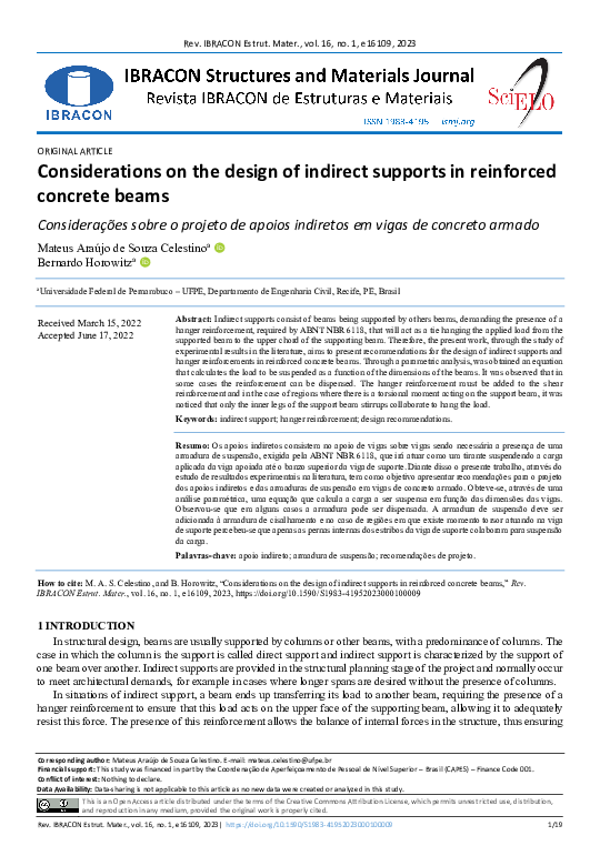 (PDF) Considerations on the design of indirect supports in reinforced ...
