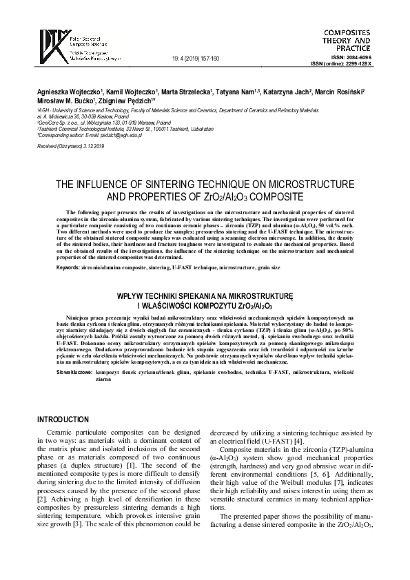 (PDF) THE INFLUENCE OF SINTERING TECHNIQUE ON MICROSTRUCTURE AND PROPERTIES OF ZrO2/Al2O3 COMPOSITE