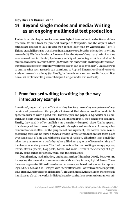 (PDF) 13 Beyond single modes and media: Writing as an ongoing ...