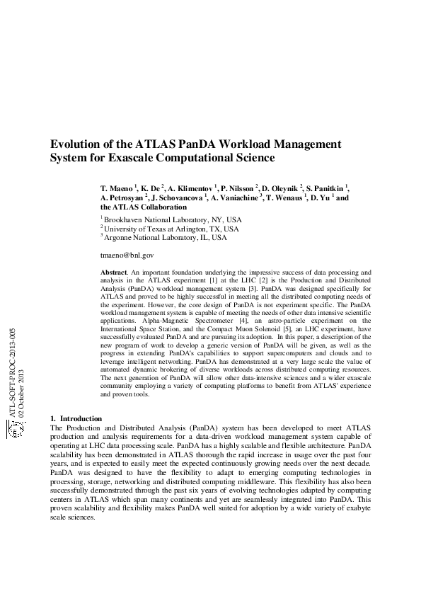 Pdf Evolution Of The Atlas Panda Workload Management System For Exascale Computational Science