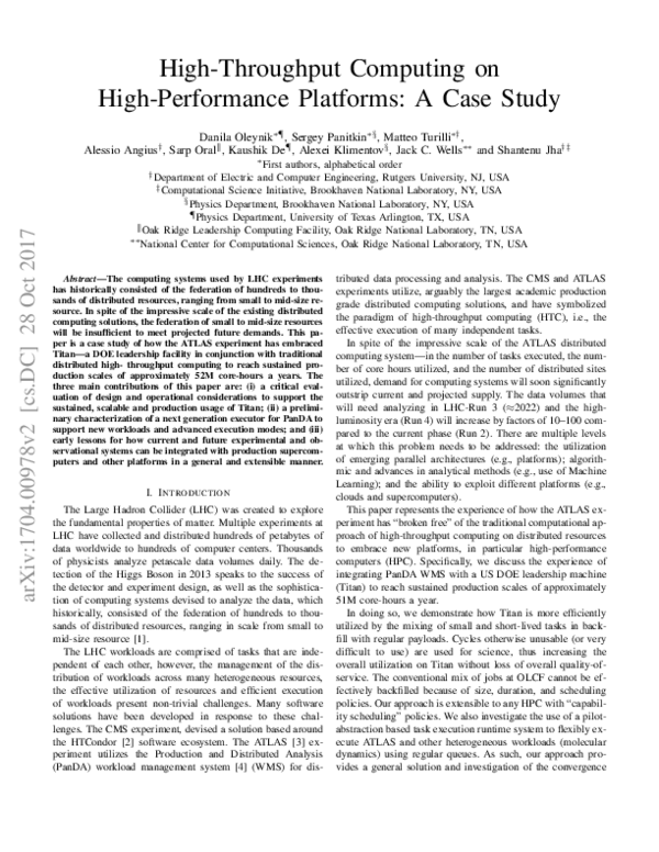 (PDF) High-Throughput Computing on High-Performance Platforms: A Case Study