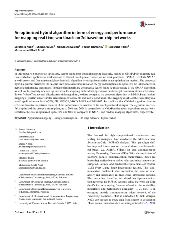 (PDF) Optimized ONMAP Algorithm for Energy-Efficient Workload Mapping