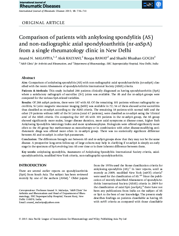 (PDF) Comparison of patients with ankylosing spondylitis (AS) and non ...