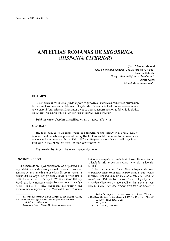(PDF) Antefijas romanas de Segobriga (Hispania Citerior)
