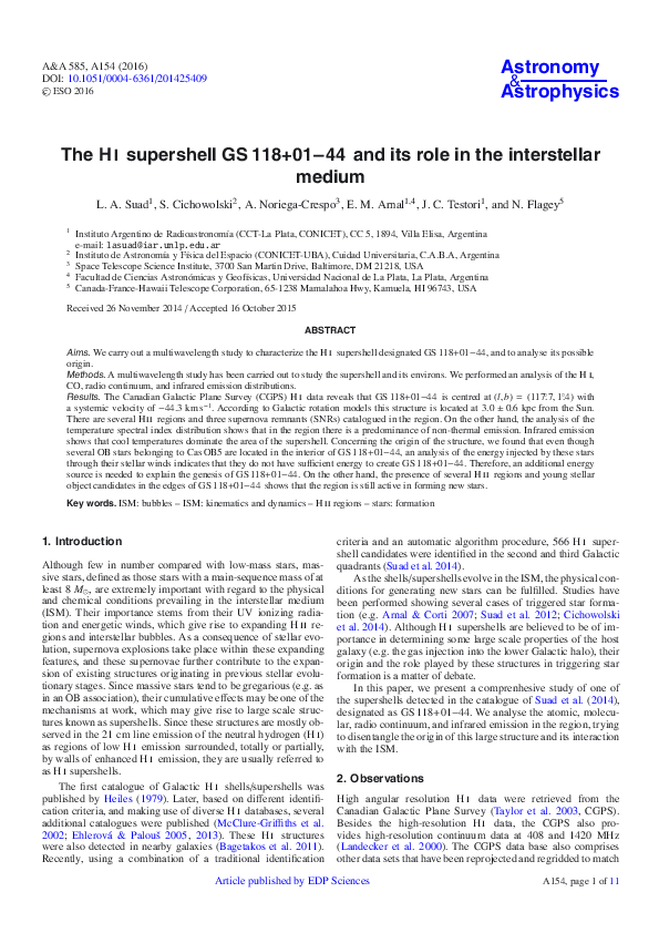 (PDF) The H i supershell GS 118+01−44 and its role in the interstellar ...
