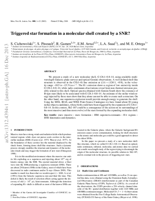(PDF) Triggered star formation in a molecular shell created by a SNR ...