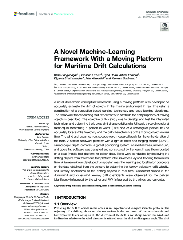 (PDF) A Novel Machine-Learning Framework With a Moving Platform for Maritime Drift Calculations