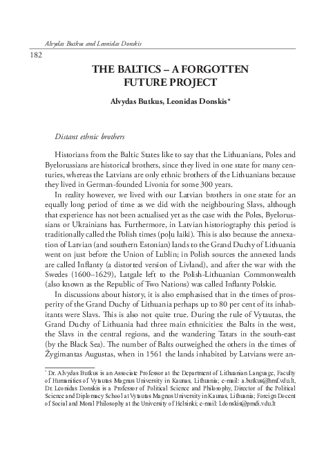 (PDF) The Baltics – a Forgotten Future Project