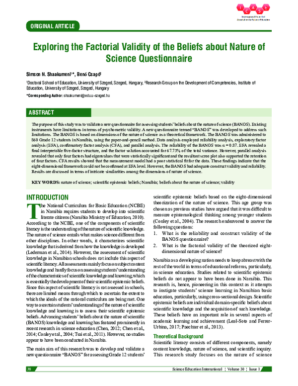(PDF) Exploring the factorial validity of the beliefs about nature of ...