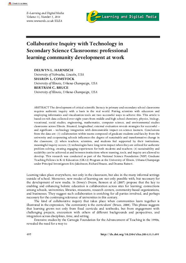 (PDF) Collaborative Inquiry with Technology in Secondary Science ...