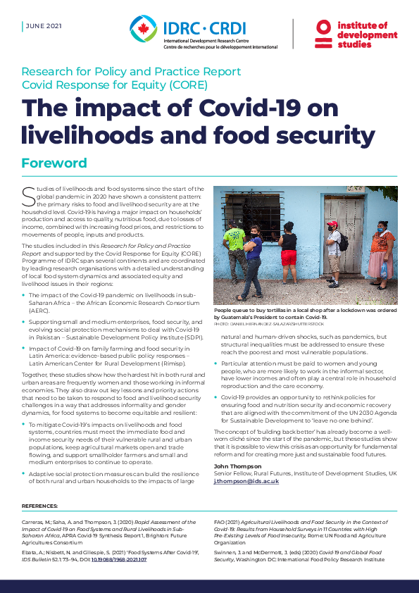(PDF) The Impact of Covid-19 on Livelihoods and Food Security
