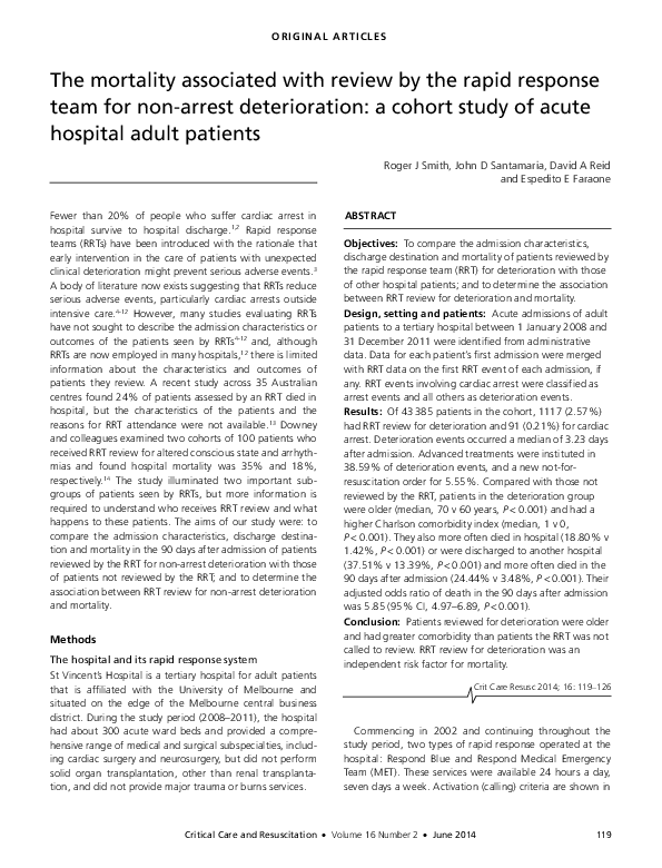 (PDF) RRT Review and Mortality in Hospital Patients