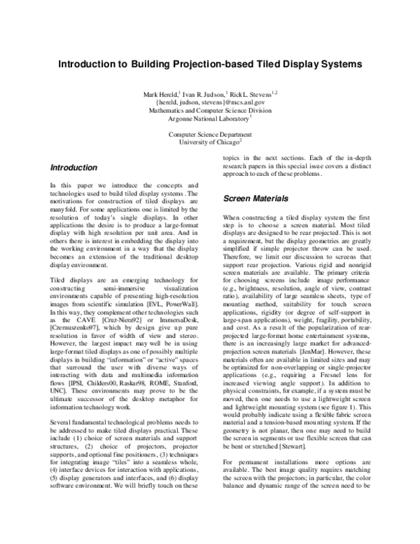 (PDF) Introduction to building projection-based tiled display systems