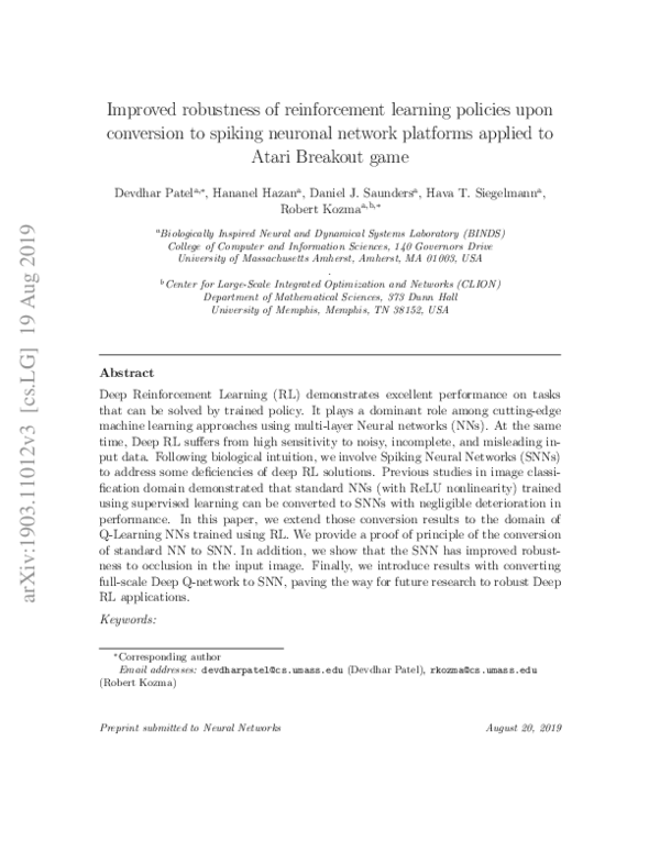(PDF) Improved robustness of reinforcement learning policies upon ...