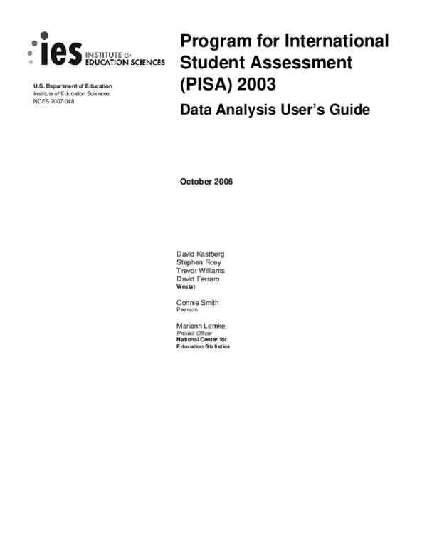 (PDF) Program for International Student Assessment (PISA) 2003: U.S ...