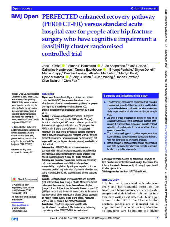 (PDF) PERFECTED enhanced recovery pathway (PERFECT-ER) versus standard ...