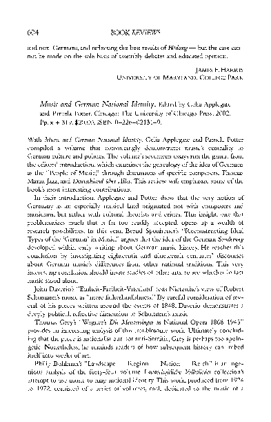 (PDF) Music and German National Identity. Edited by Celia Applegate and ...