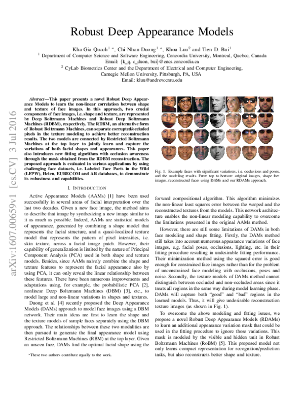 (PDF) Robust Deep Appearance Models